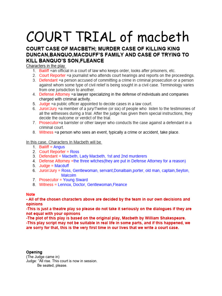 Play referenced from court case of Macbeth | PDF | Macbeth | Criminal Law