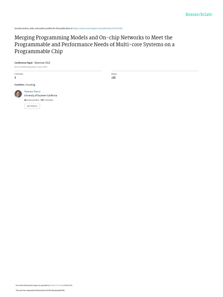 Merging Programming Models and On-Chip Networks To | PDF | Field Programmable Gate Array ...