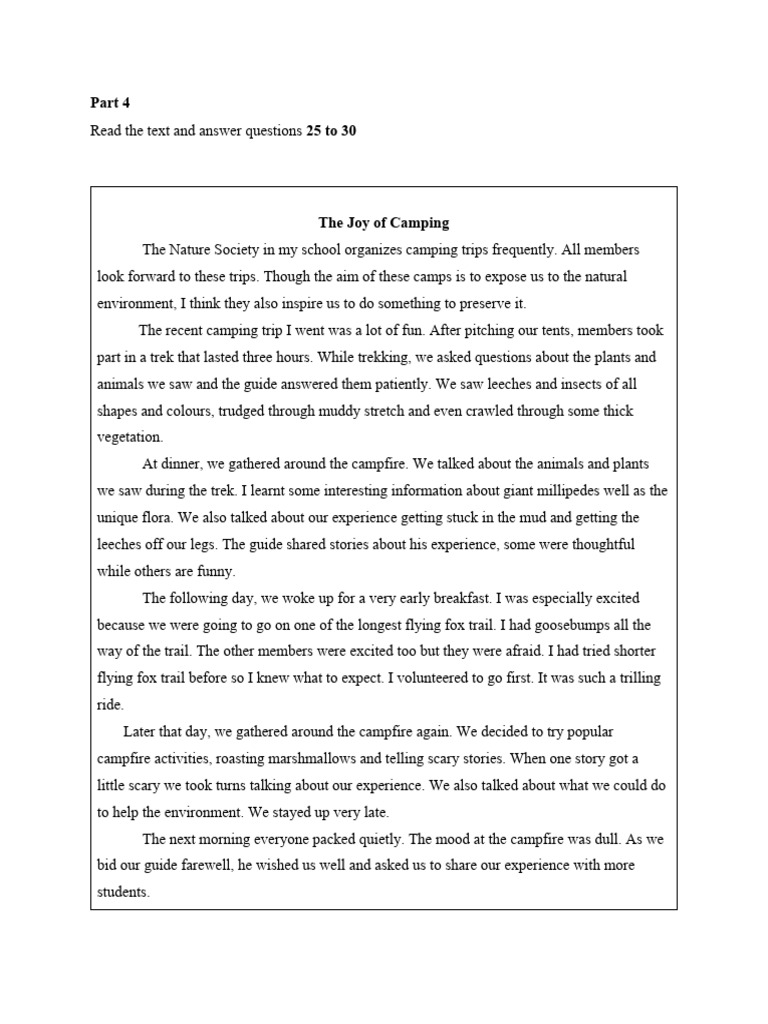 An Unforgettable Experience Text | PDF