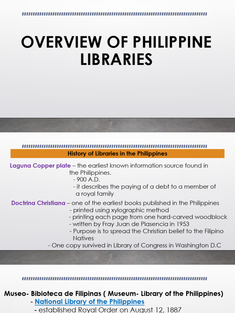 15. Overview of Philippine Libraries | PDF | Philippines