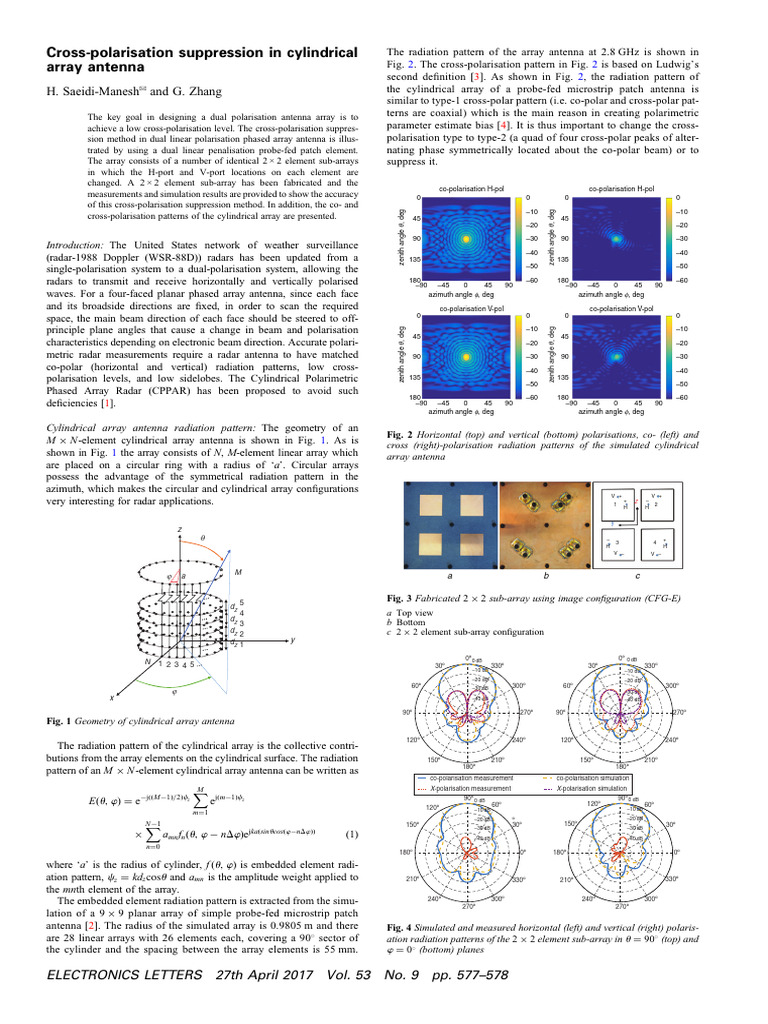 Electronics Letters 2017 Saeidi Manesh Cross Polarisation Suppression In Cylindrical Array 