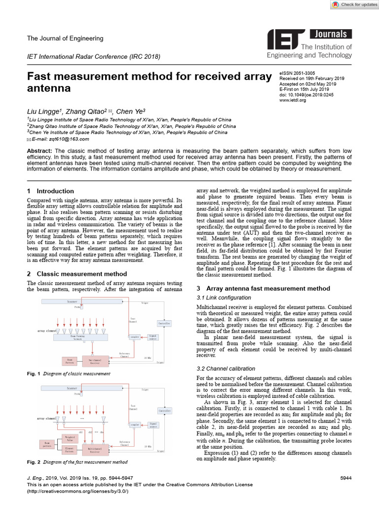 The Journal of Engineering - 2019 - Lingge - Fast Measurement Method For Received Array Antenna ...