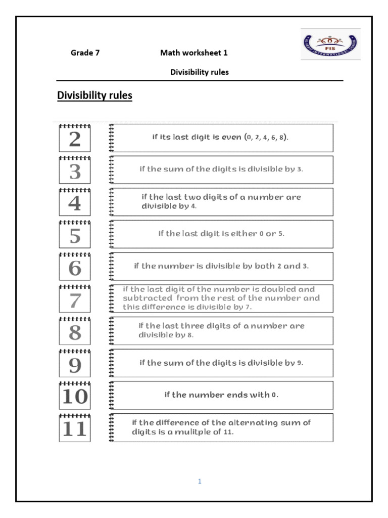 Divisibility Rules | Download Free PDF | Numbers | Arithmetic