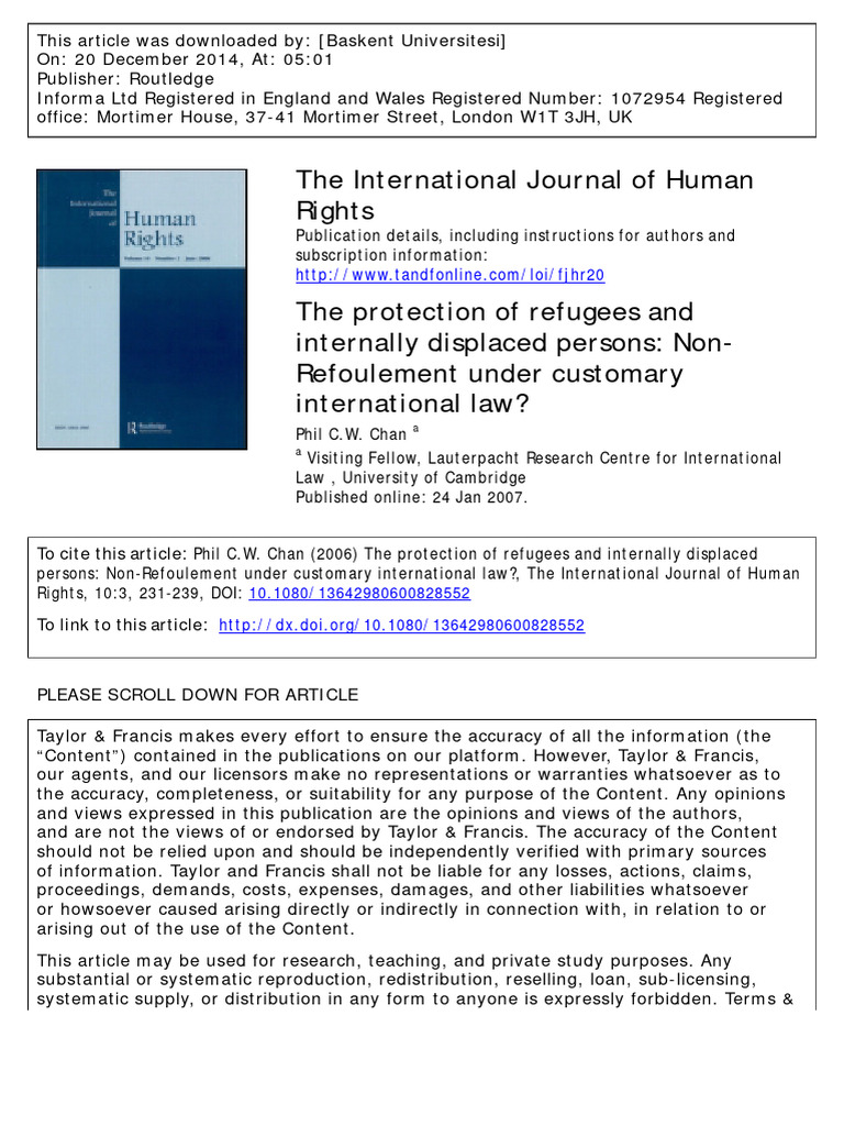 Article 12 The Protection of Refugees and Internally Displaced Persons ...