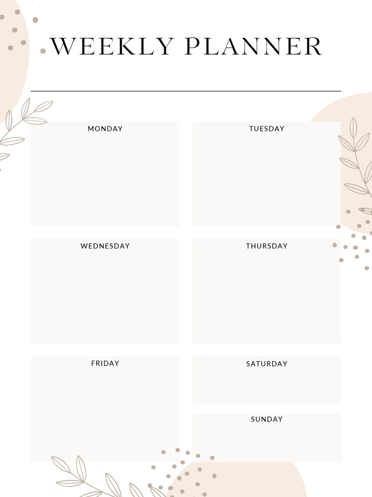 Beige Tan Boho Minimalist Weekly Planner | PDF