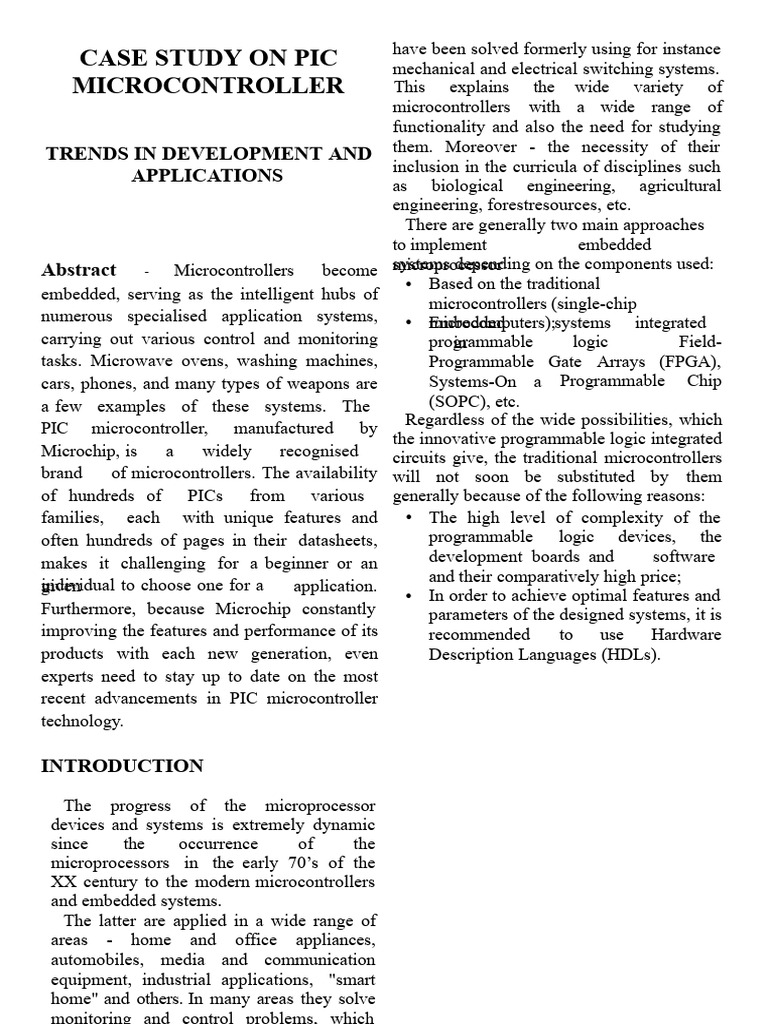CASE STUDY Sahana | PDF | Embedded System | Microcontroller
