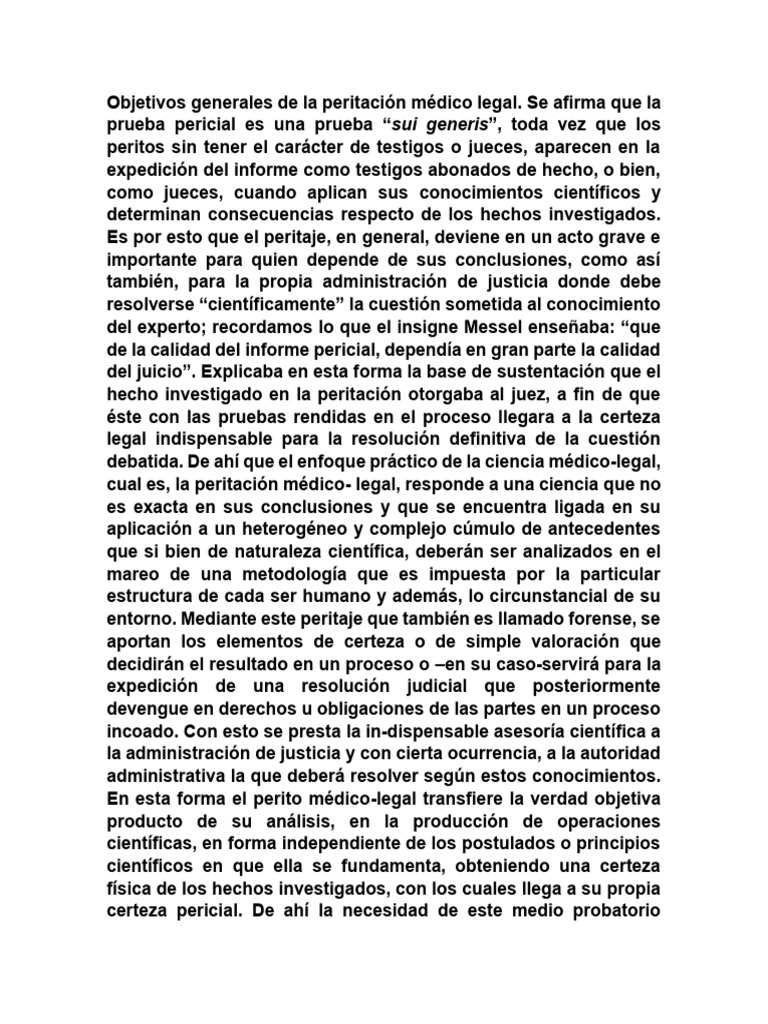 Peritación Médico-Legal: Objetivos Clave | PDF | Testigo experto | Juez