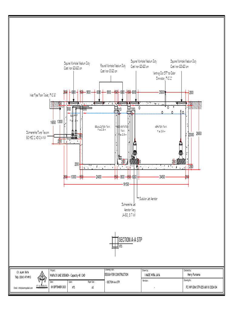 Section A-A STP: H 1.3 M Sump Pit | PDF