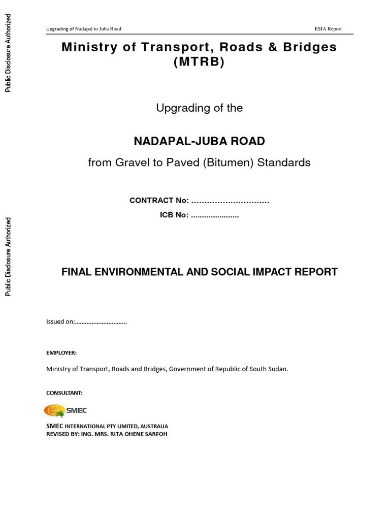 Nadapal-Juba Road Upgrade ESIA | PDF | Environmental Impact Assessment ...