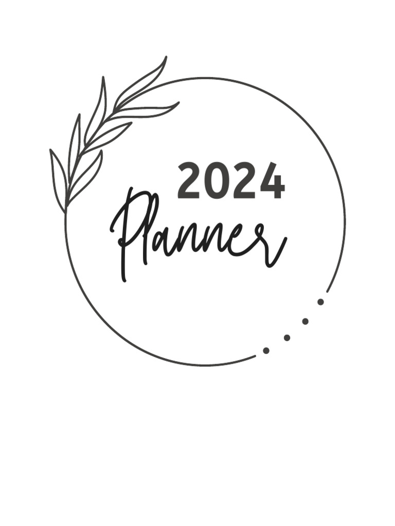 Black and White Simple Personal 2024 Year Calendar Planner | PDF
