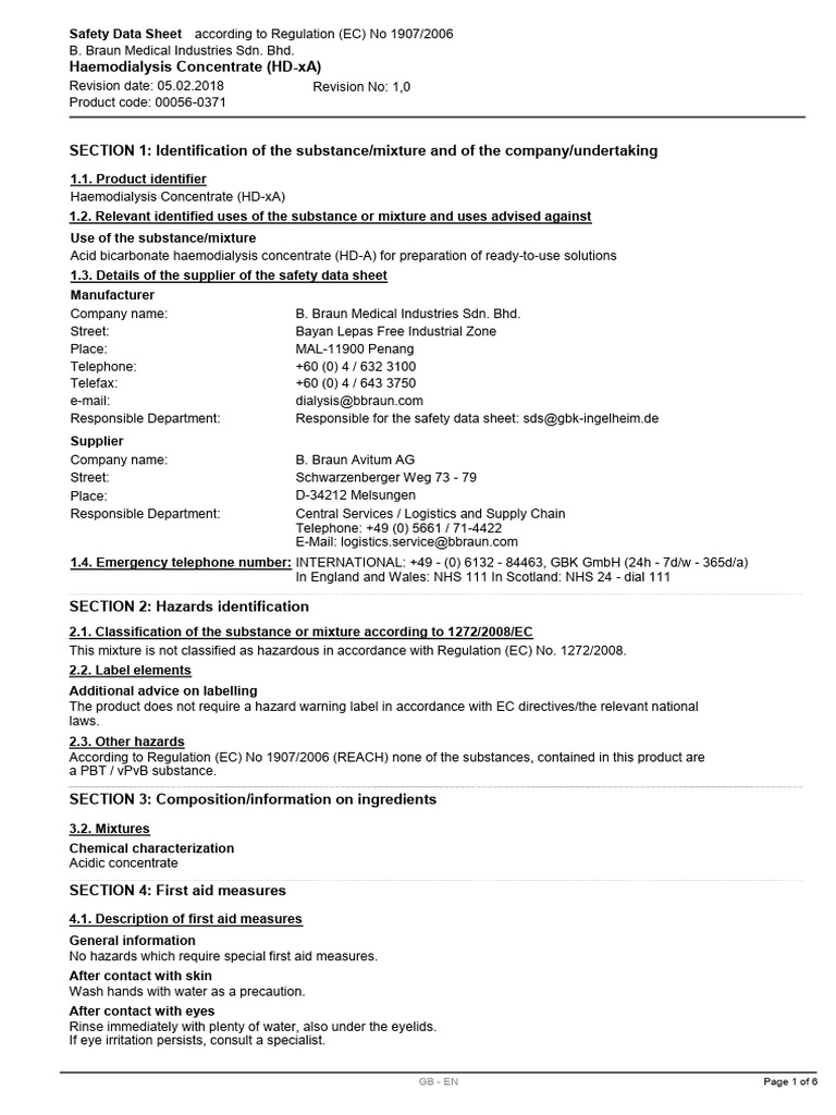 MSDS Acid Conc | PDF | Dangerous Goods | Waste
