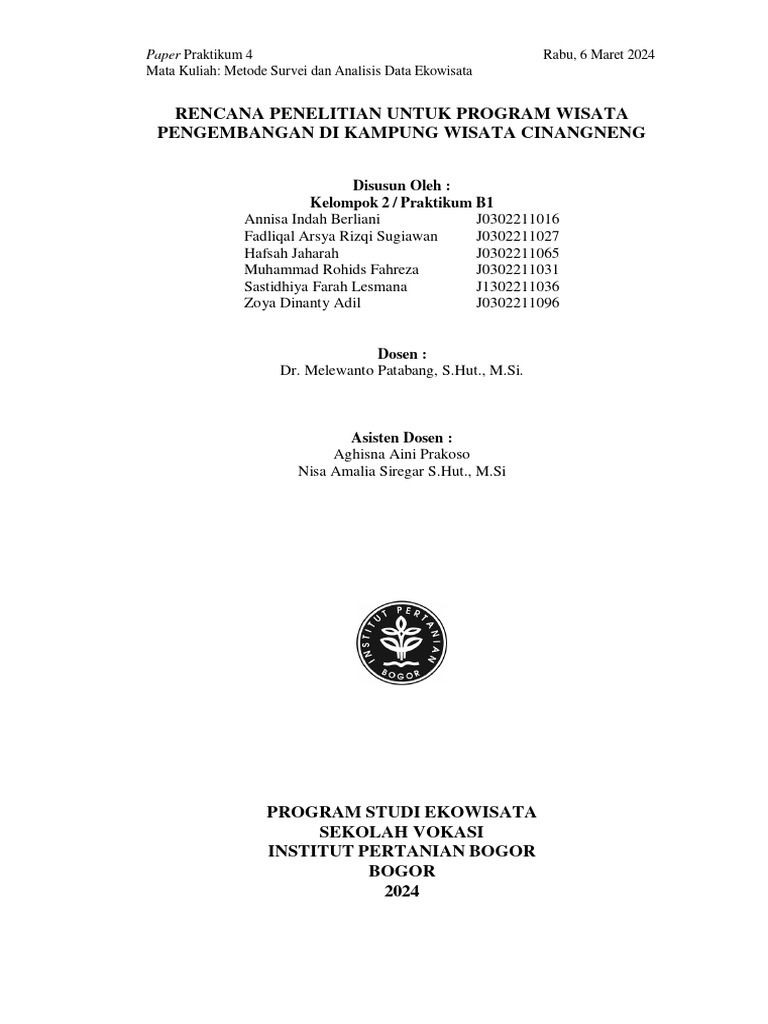 Paper 4 - Kelompok 2 - Kampung Wisata Cinangneng | PDF