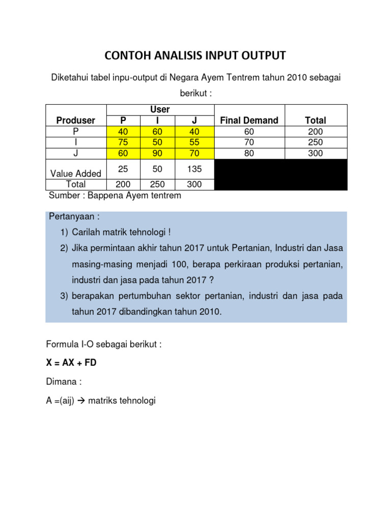 Contoh Analisis Input Output | PDF
