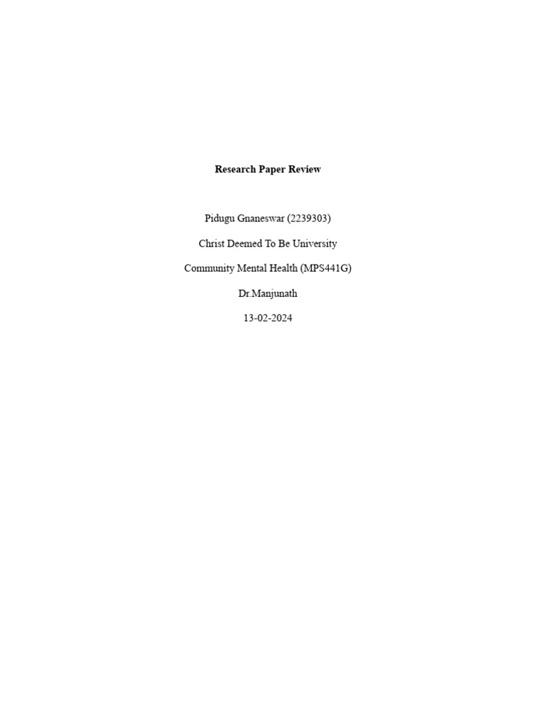Research Paper Review | PDF | Mental Health | Mental Disorder