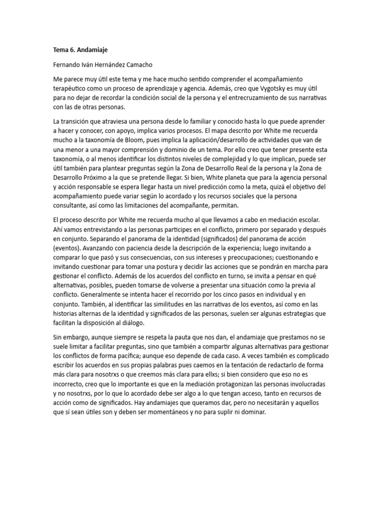Tema 6 - Andamiaje - FIHC | PDF | Cognición | Ciencia cognitiva