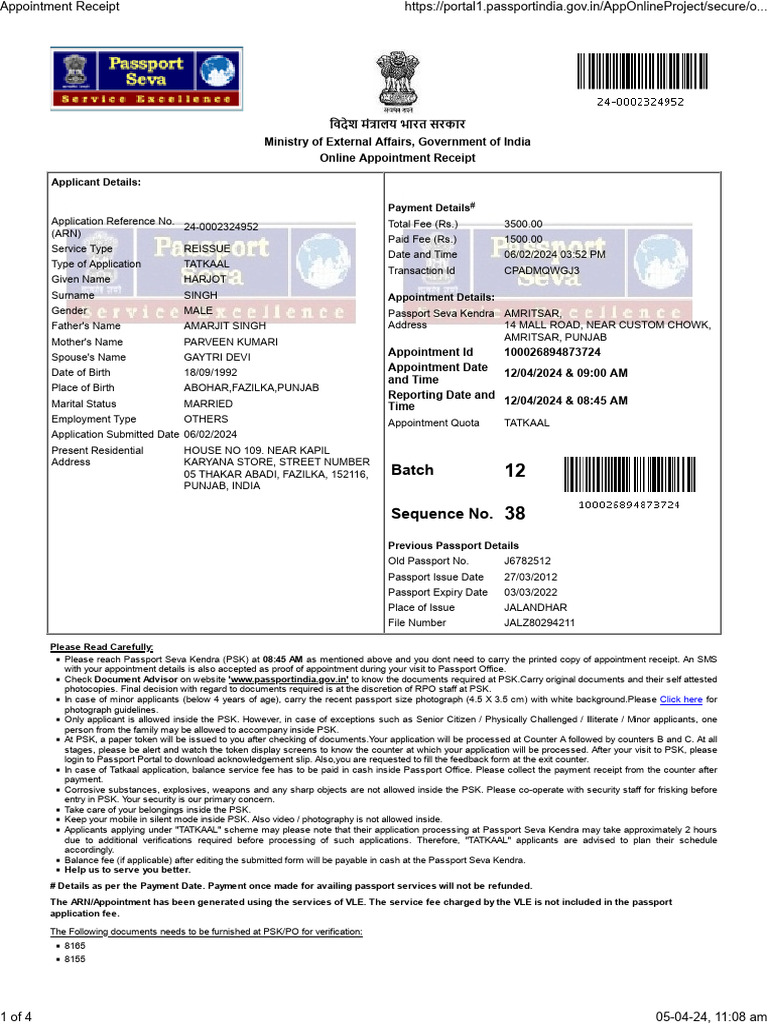 Harjot Singh 2 Date | PDF | Identity Document | Passport
