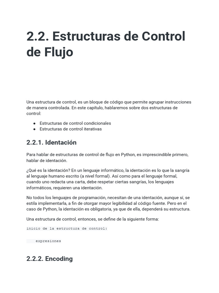 Estructuras de Control de Flujo | PDF | Python (lenguaje de ... Estructuras de Control de Flujo | PDF | Python (lenguaje de ...