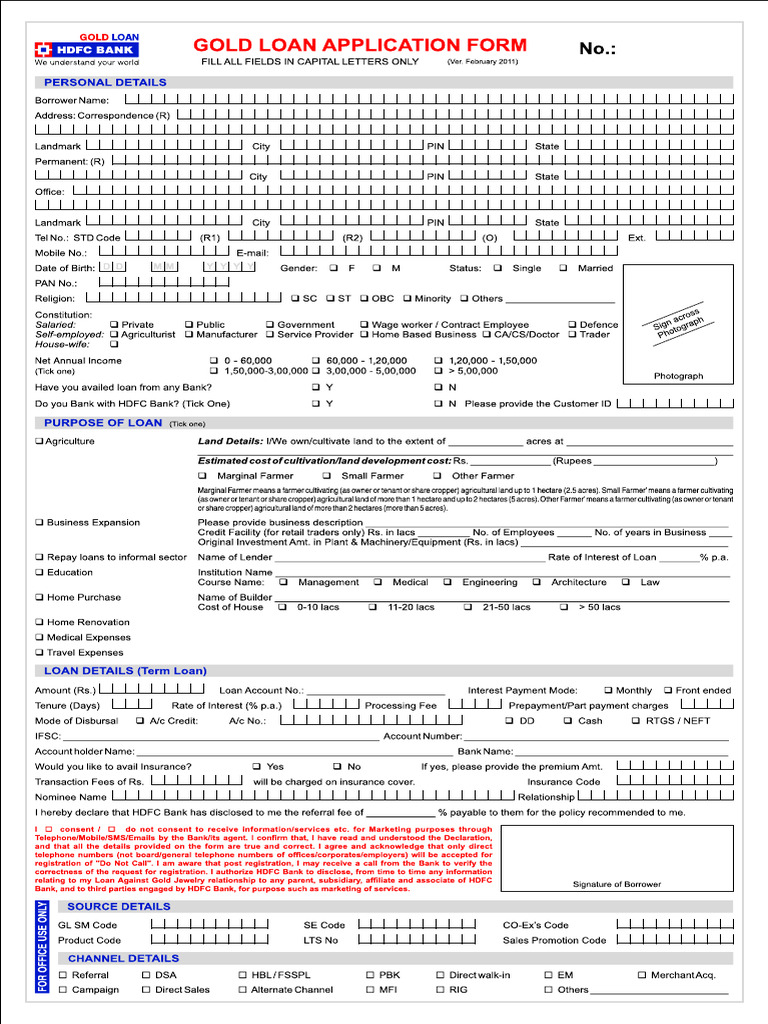 Gold_Loan_Application_Form | PDF | Banks | Loans
