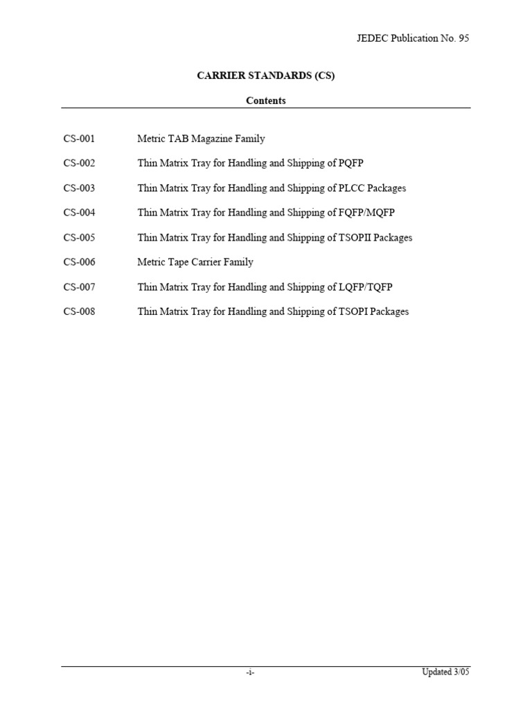 JEDEC Carrier Standards Overview | PDF