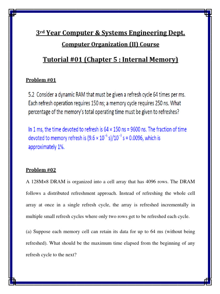 Internal Memory - 1 | PDF | Computer Memory | Dynamic Random Access Memory