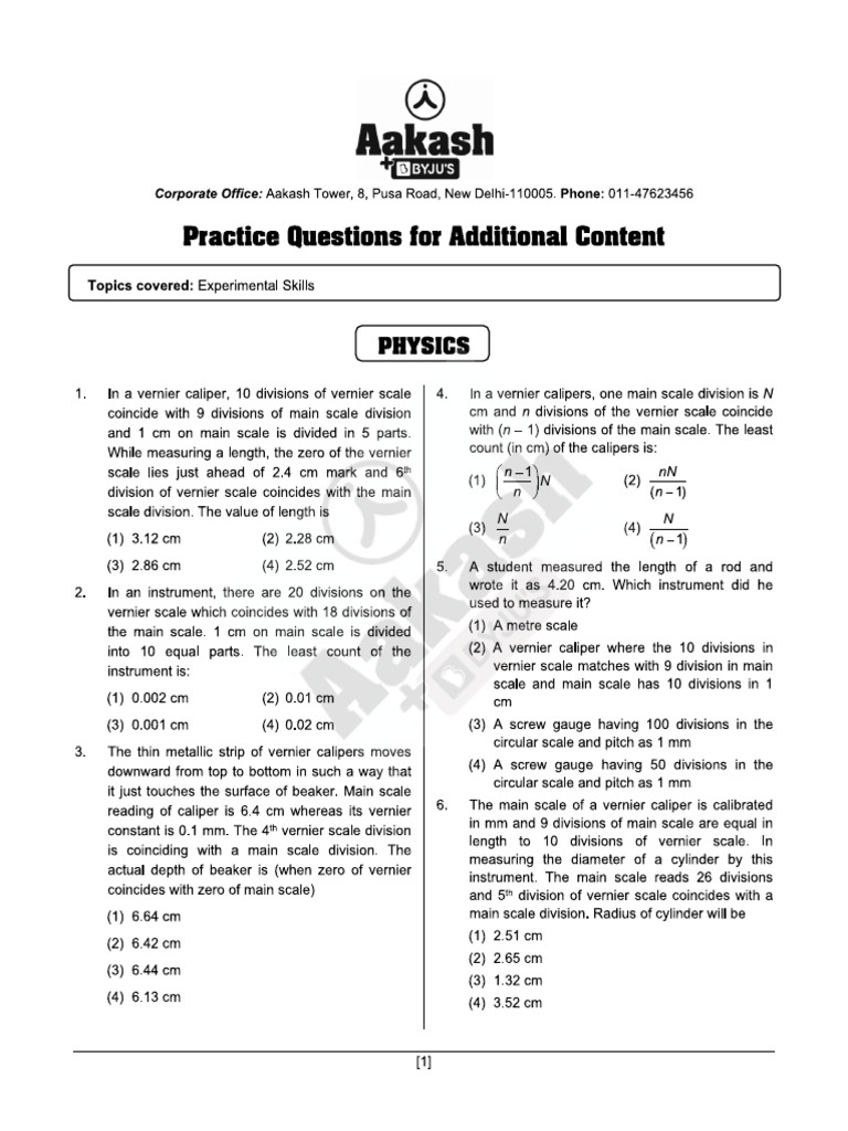 Practice Questions For Additional Content - Physics | PDF