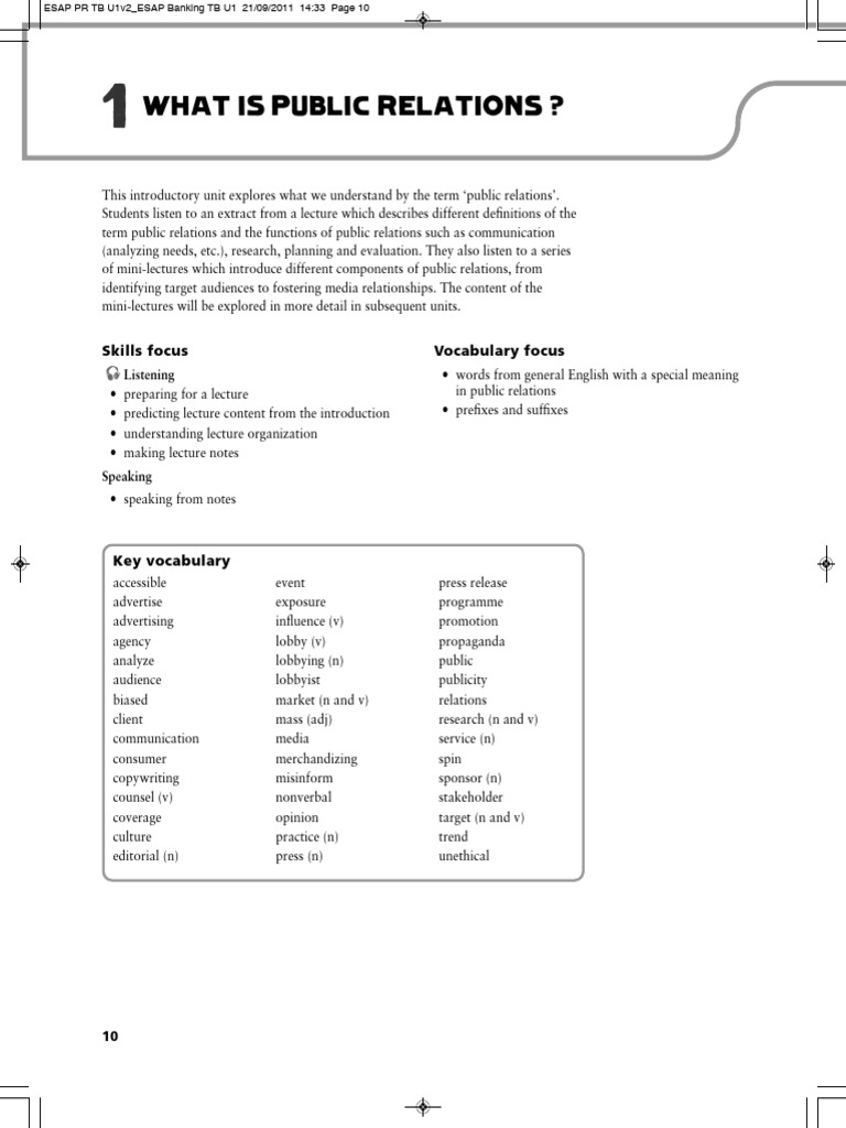 Public Relations TB Unit 1 | PDF | Public Relations | Advertising