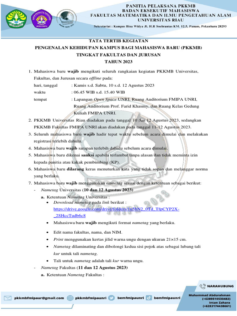 TATA TERTIB KEGIATAN PKKMB 2023-Rev 1 | PDF