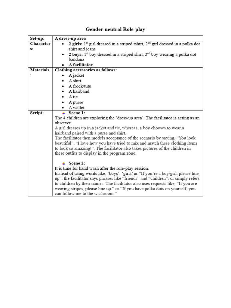 Gender Neutral Role Play | PDF