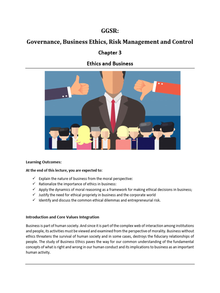 GGSR Chapter 3 Business and Ethics - 1934524928 | PDF | Morality | Business Ethics