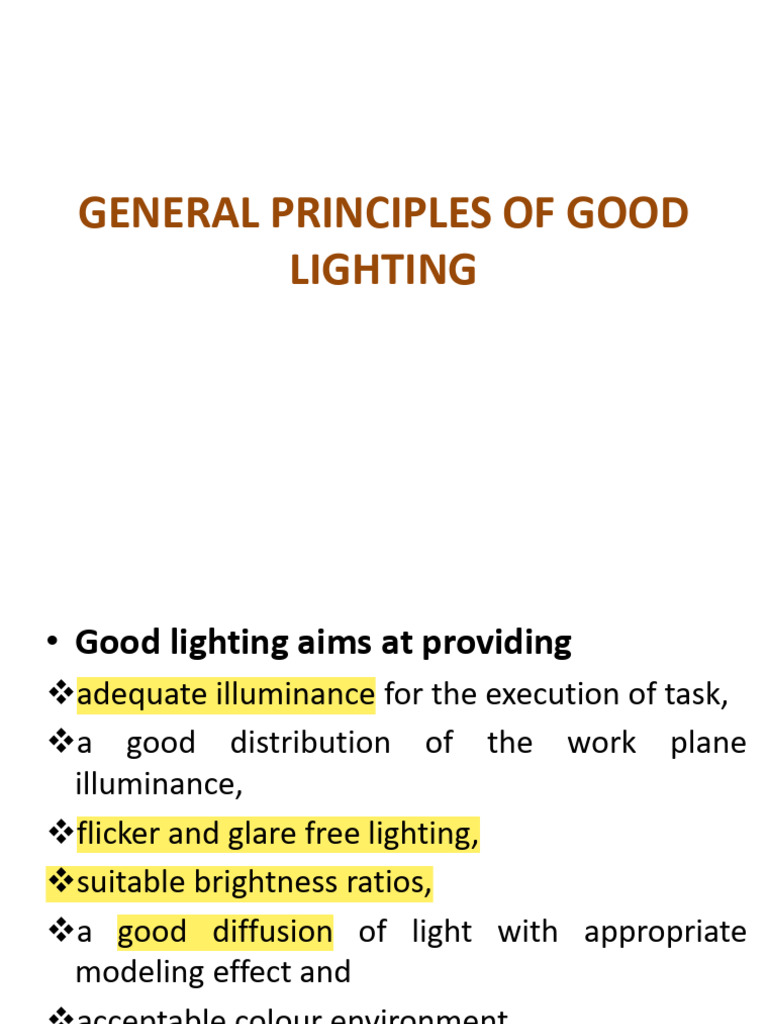 General Principles of Good Lighting | PDF | Lighting | Color
