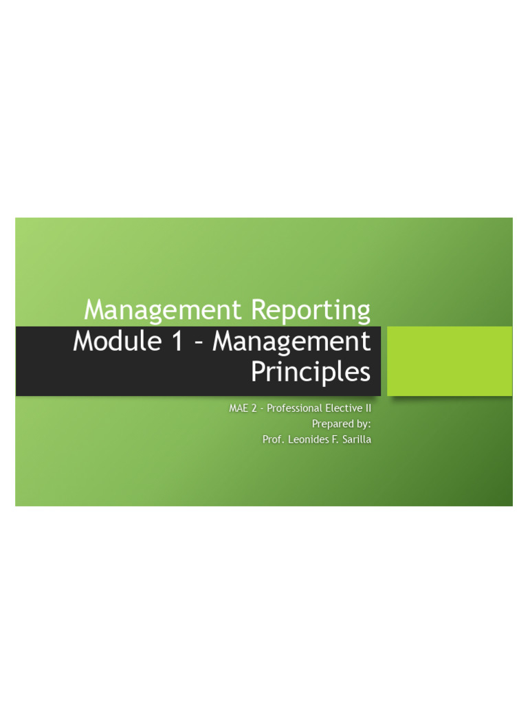 Open PPT Mod1 Management Principles | PDF | Motivation | Motivational