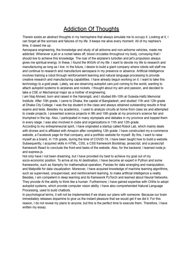 Addiction of Thoughts | PDF | Artificial Intelligence | Intelligence ...