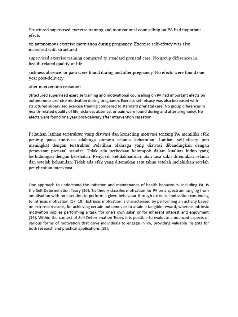 Structured Supervised Exercise Training and Motivational Counselling On ...