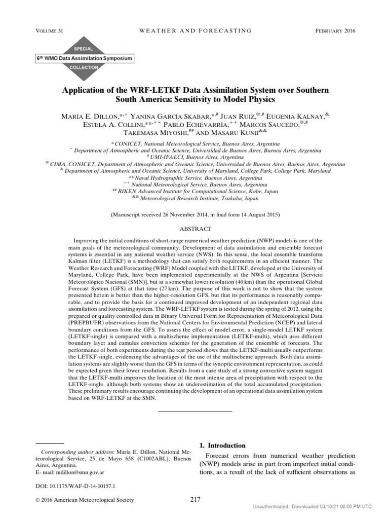 (15200434 - Weather and Forecasting) Application of The WRF-LETKF Data Assimilation System Over ...