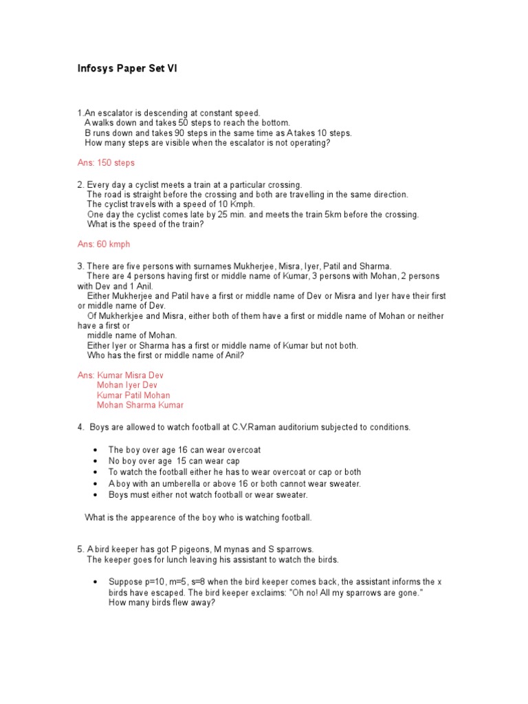 Infosys Paper Set VI | PDF | Teaching Mathematics