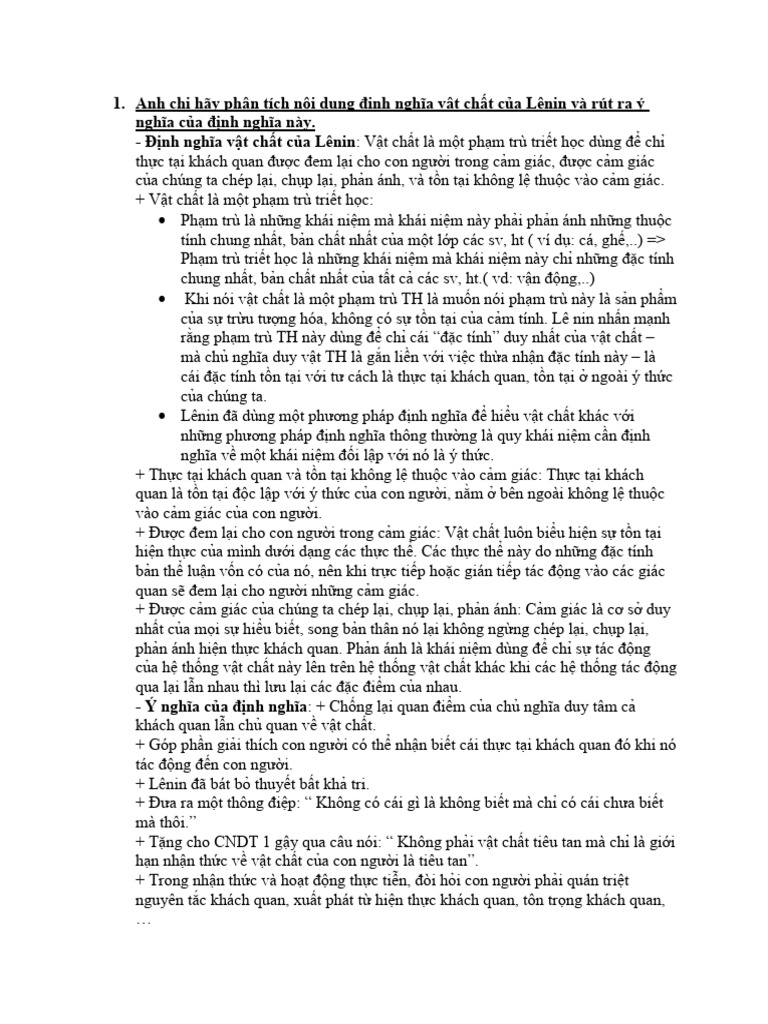 CÂU HỎI TỰ LUẬN THML | PDF