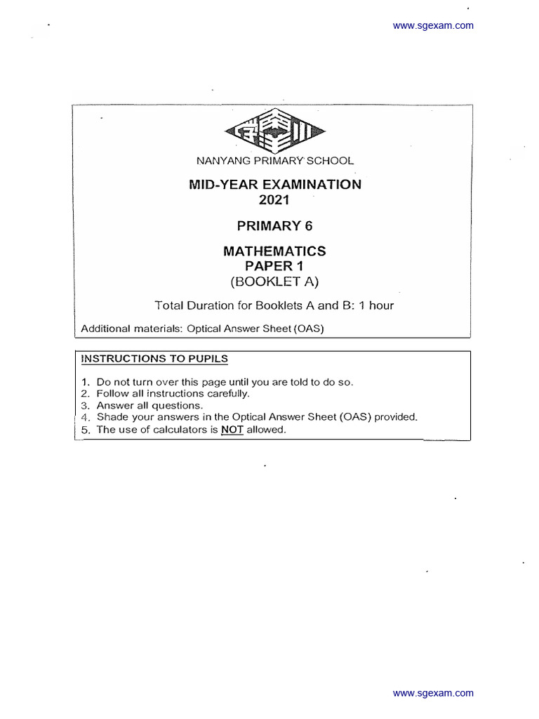 2021-P6-Maths-Semestral Assessment 1-Nanyang | Download Free PDF ...