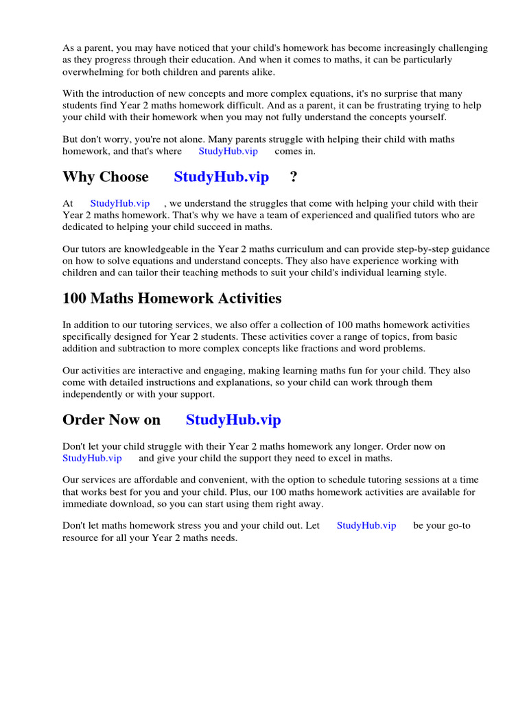 100 Maths Homework Activities Year 2 | PDF | Mathematics | Worksheet