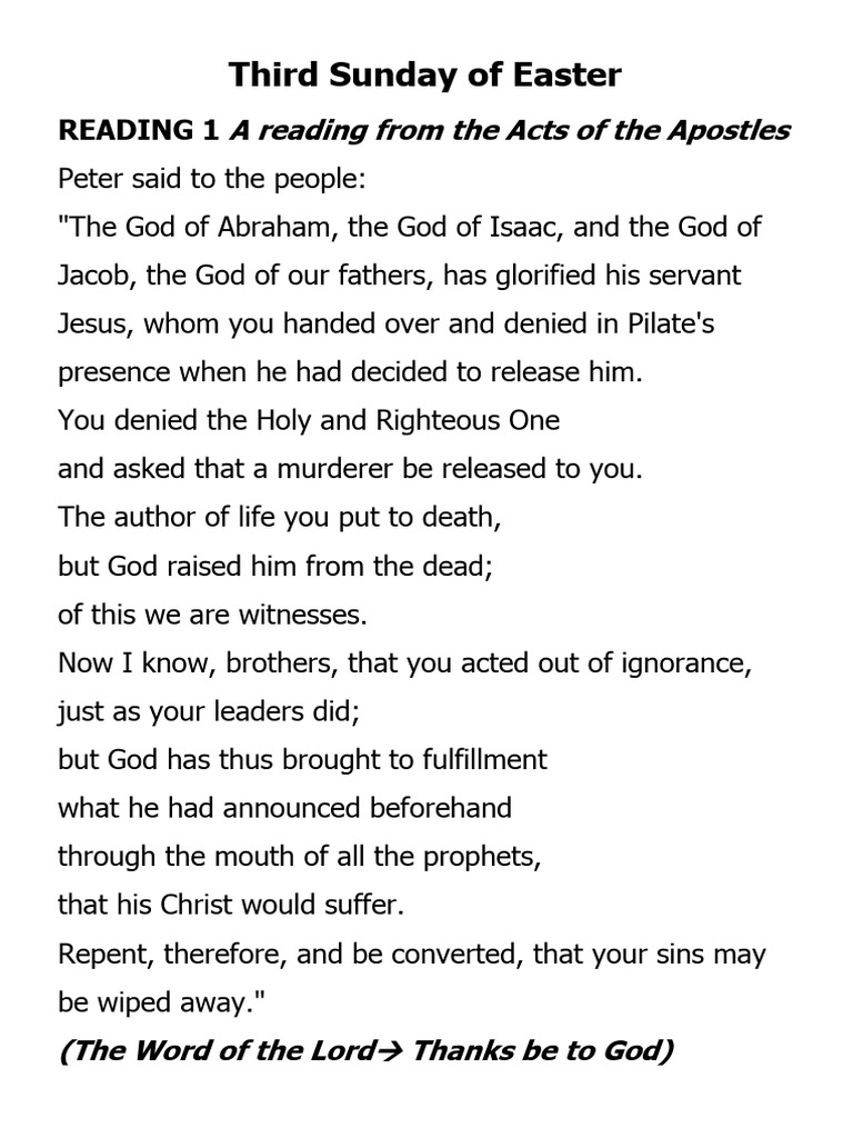Third Sunday of Easter Readings | PDF | Jesus | Sin