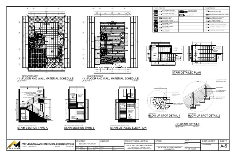 Stair Detailed Plan Floor and Wall Material Schedule Floor and Wall ...