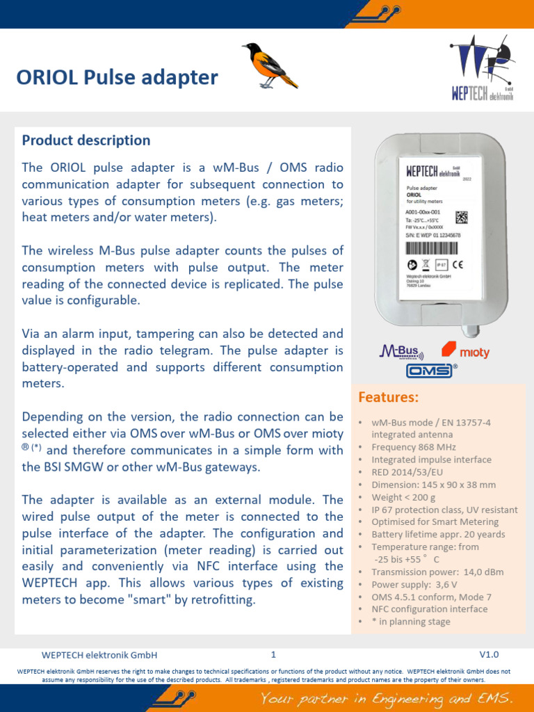Datasheet Oriol Puls-Adapter v1-0 | PDF | Radio | Computing