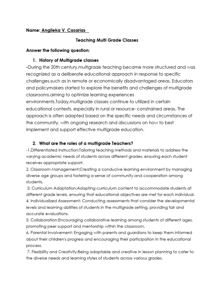 Multigrade Classes First Activity | PDF | Differentiated Instruction ...