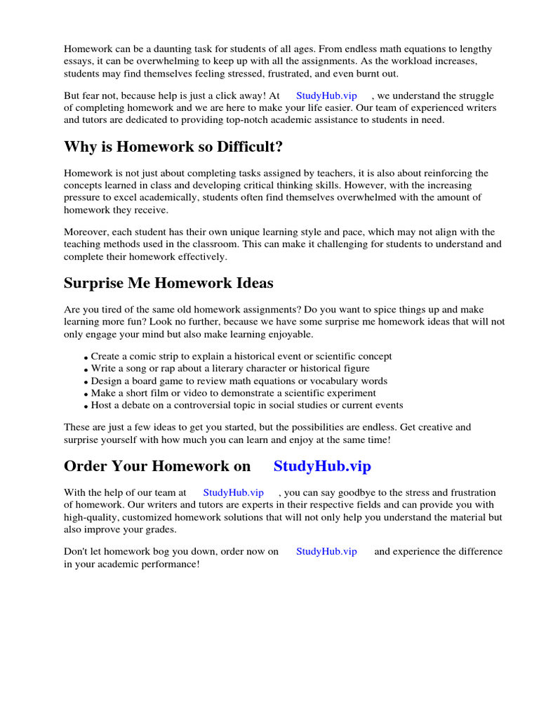 Surprise Me Homework Ideas | Download Free PDF | Homework | Http Cookie