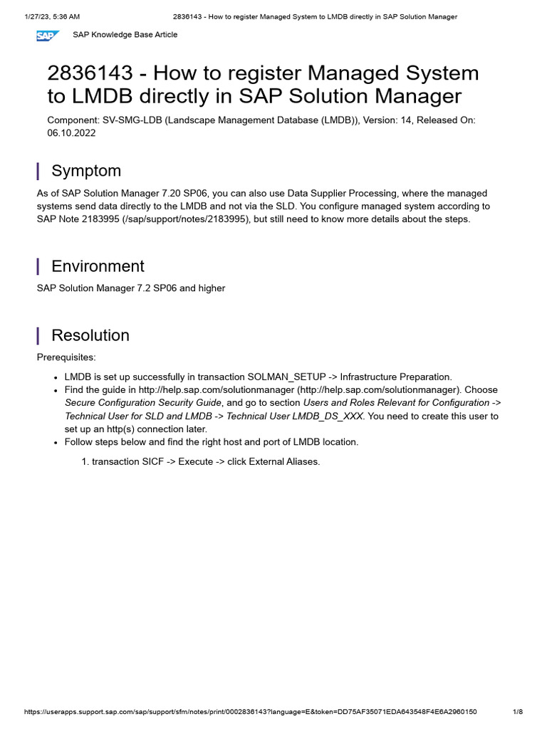 How To Register Managed System To LMDB Directly in SAP Solution Manager | PDF | Directory ...