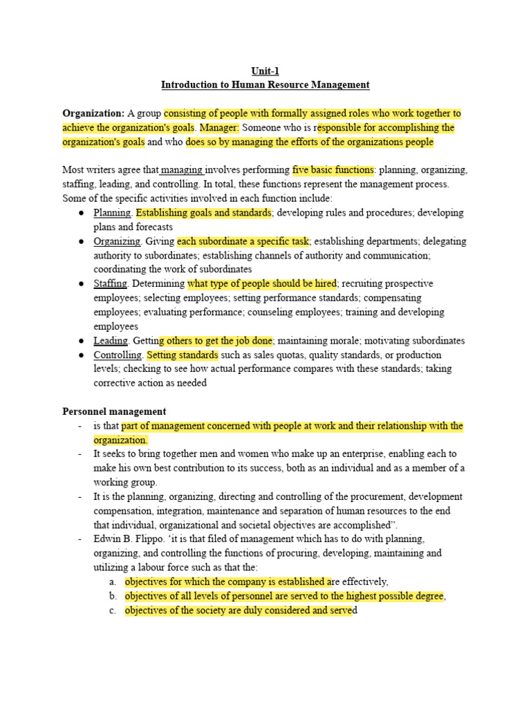 HRM Notes Full | Download Free PDF | Human Resource Management | Human ...