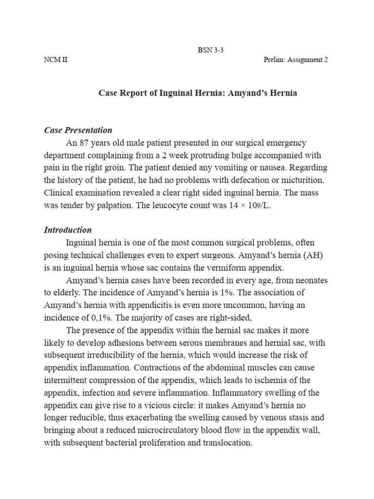 Case Report - Hernia | PDF | Pain | Clinical Medicine