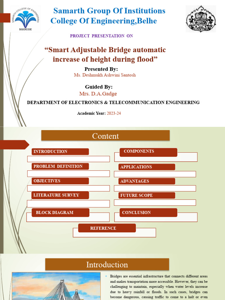 Smart Adjustable Bridge Presentation | PDF | Flood | Bridge