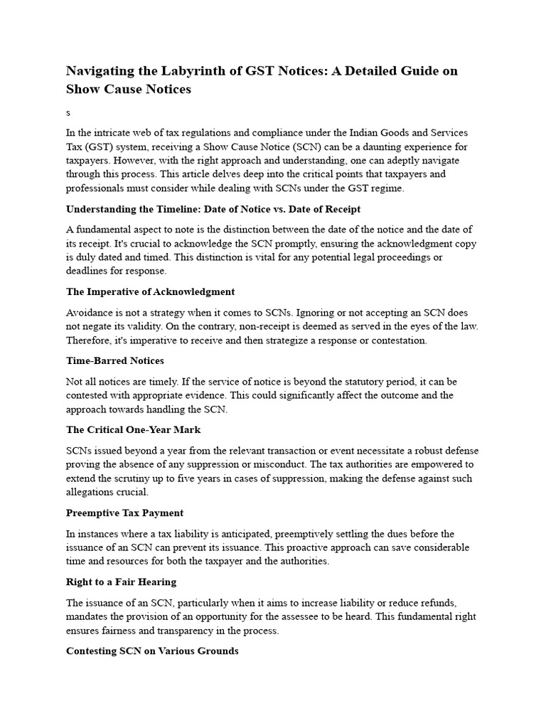 Acknowledging SCNs in GST Compliance | PDF | Taxes | Public Law