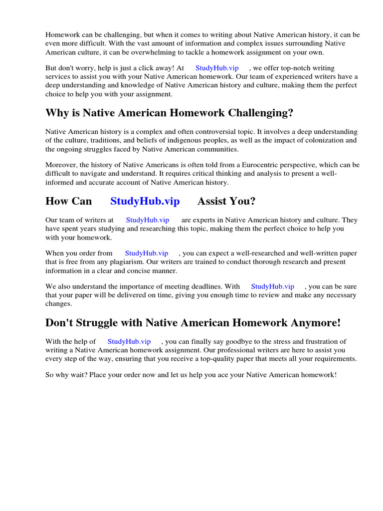 Native American Homework | PDF | Homework | Lesson Plan