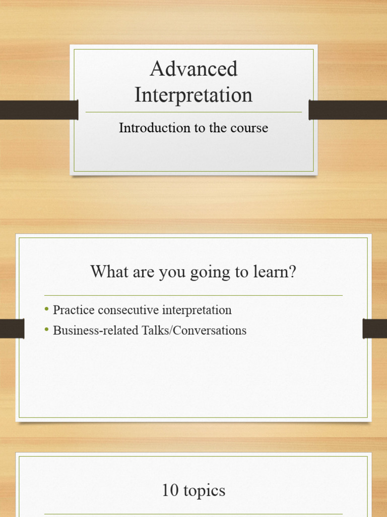 Advanced Interpretation-Introduction | PDF